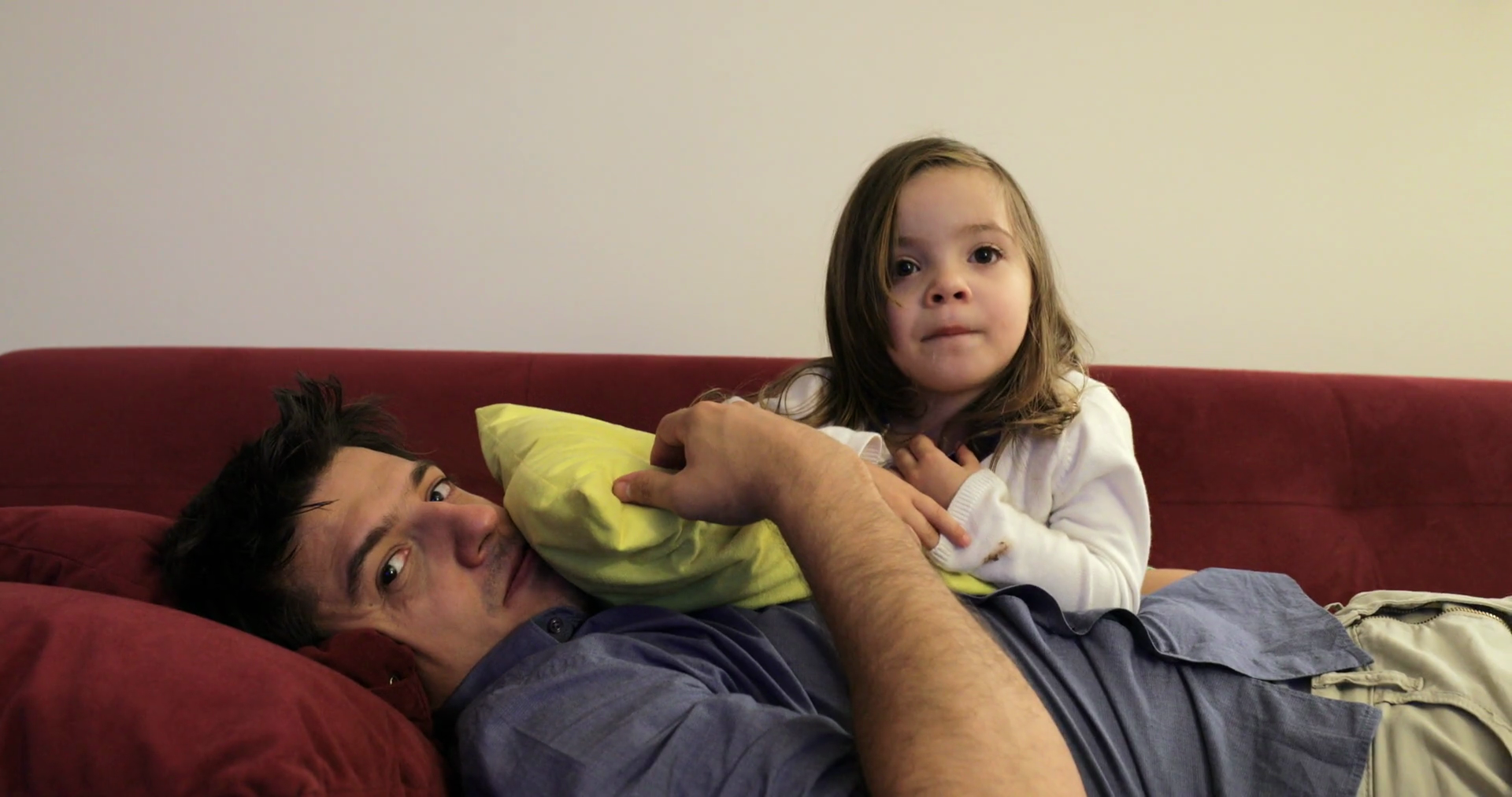 Child Father Watching Tv At Home Living Room Stock Footage SBV ...