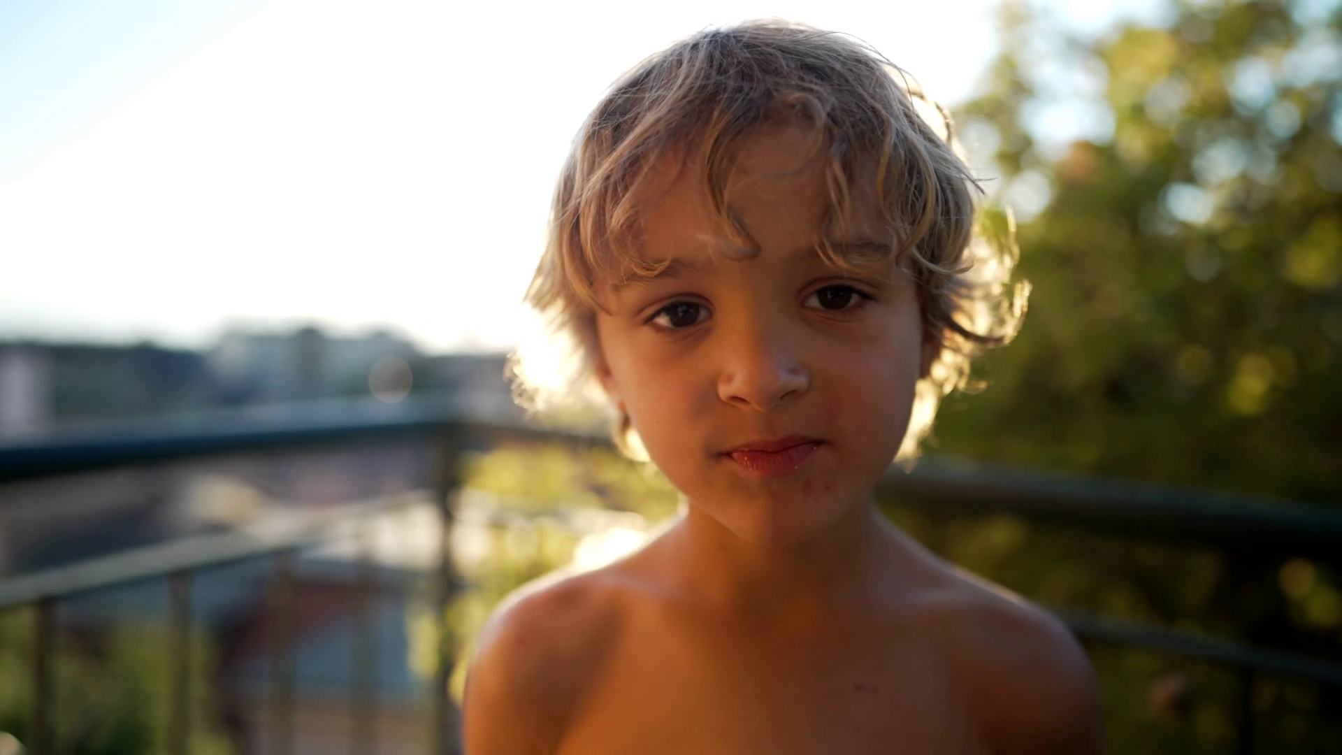 Child Boy Face Close Up Outdoors Chewing Stock Footage SBV-348896422 ...