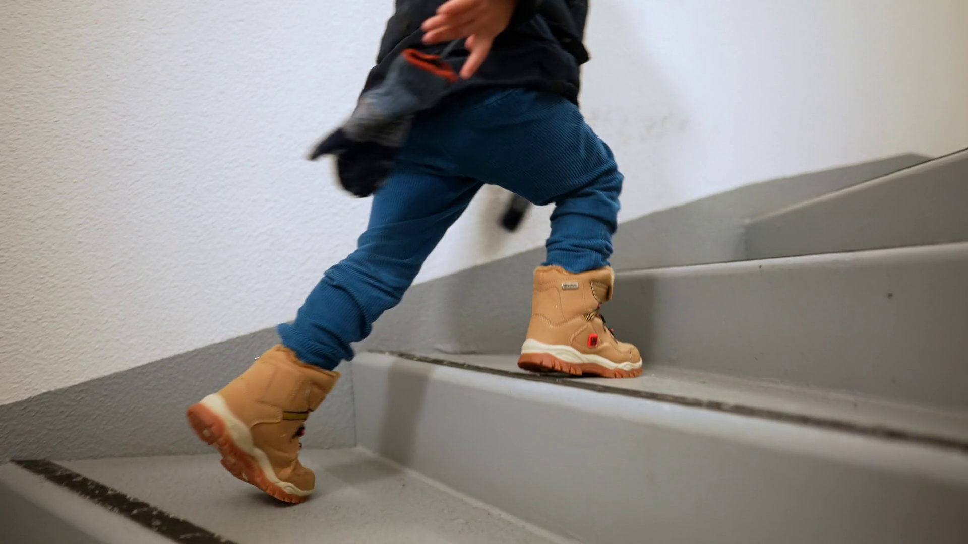Child Climbing Stairs Little Boy Stepping Up Stock Footage SBV ...