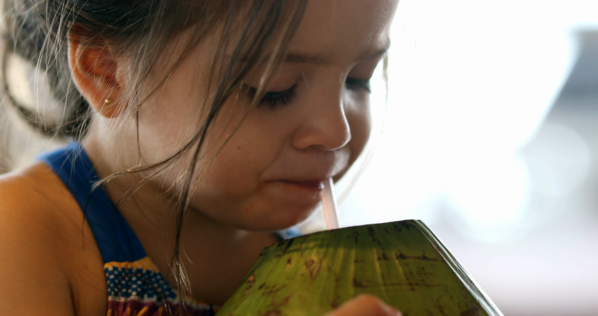 Coconut Sip Adventure: Child Enjoying Fresh Stock Footage SBV-348427341 ...