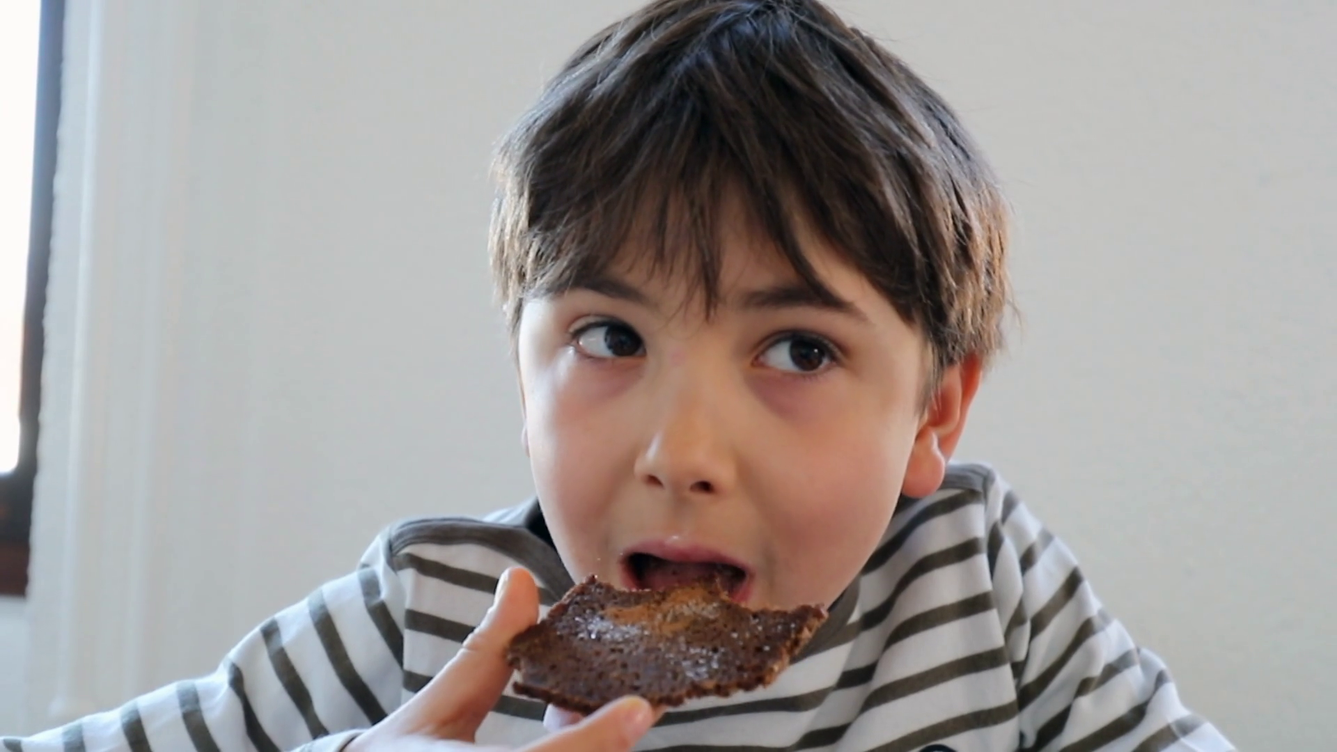 Child Eating Brown Bread Breakfast Stock Footage SBV-348558846 ...