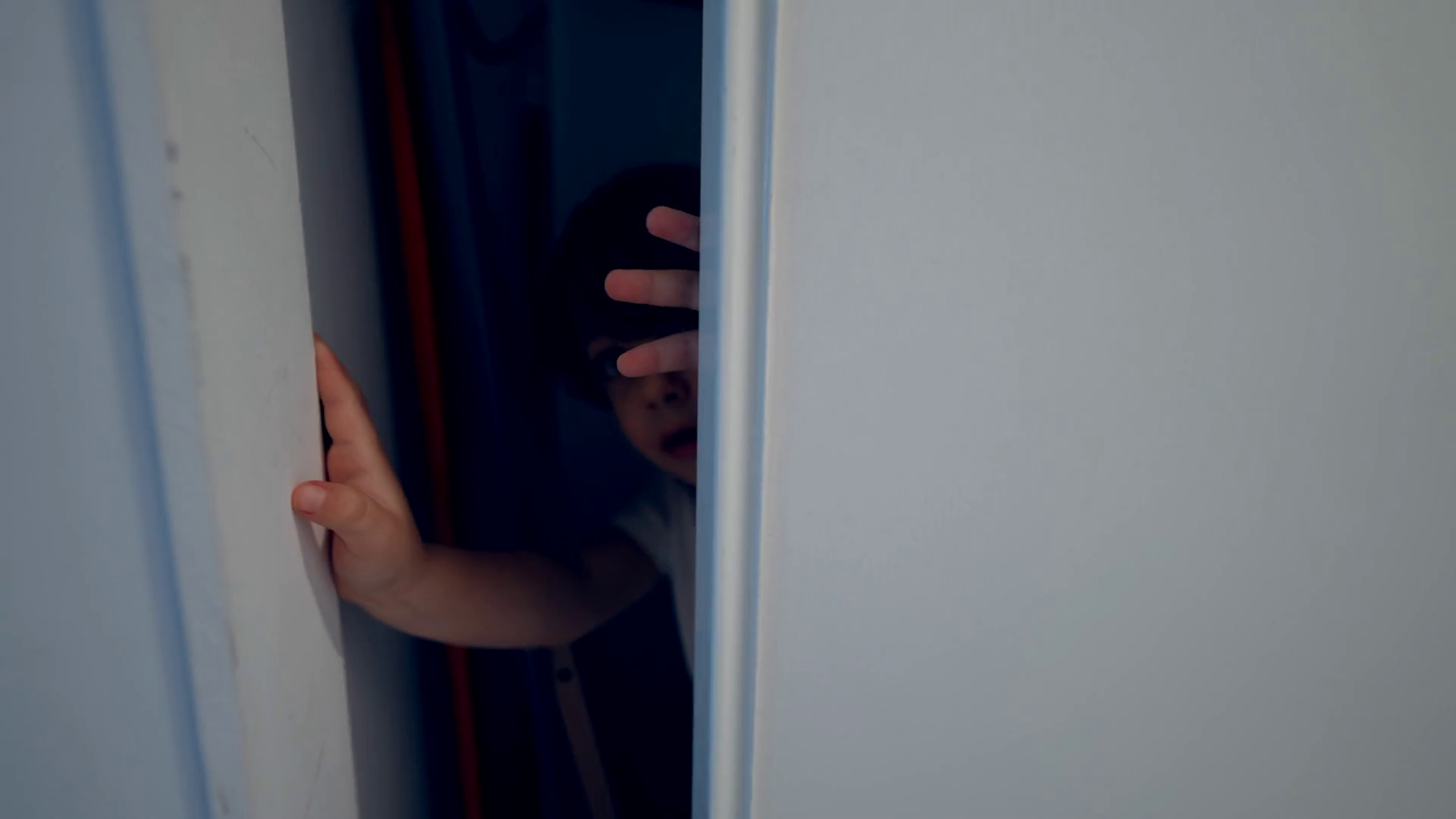 Child Hiding Behind Closet At Home Little Stock Footage SBV-348685488 ...