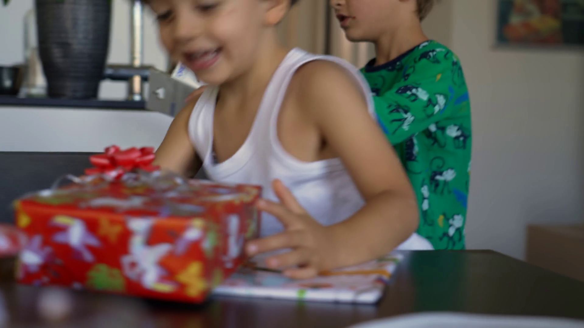 Child Receiving Present Excited Happy Small Stock Footage SBV-348864387 ...