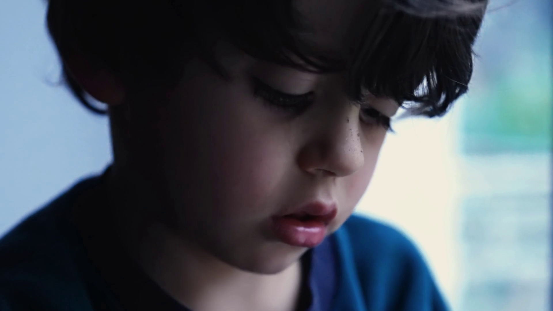 Child Sitting Window At Home At Night With Stock Footage SBV-348931790 ...