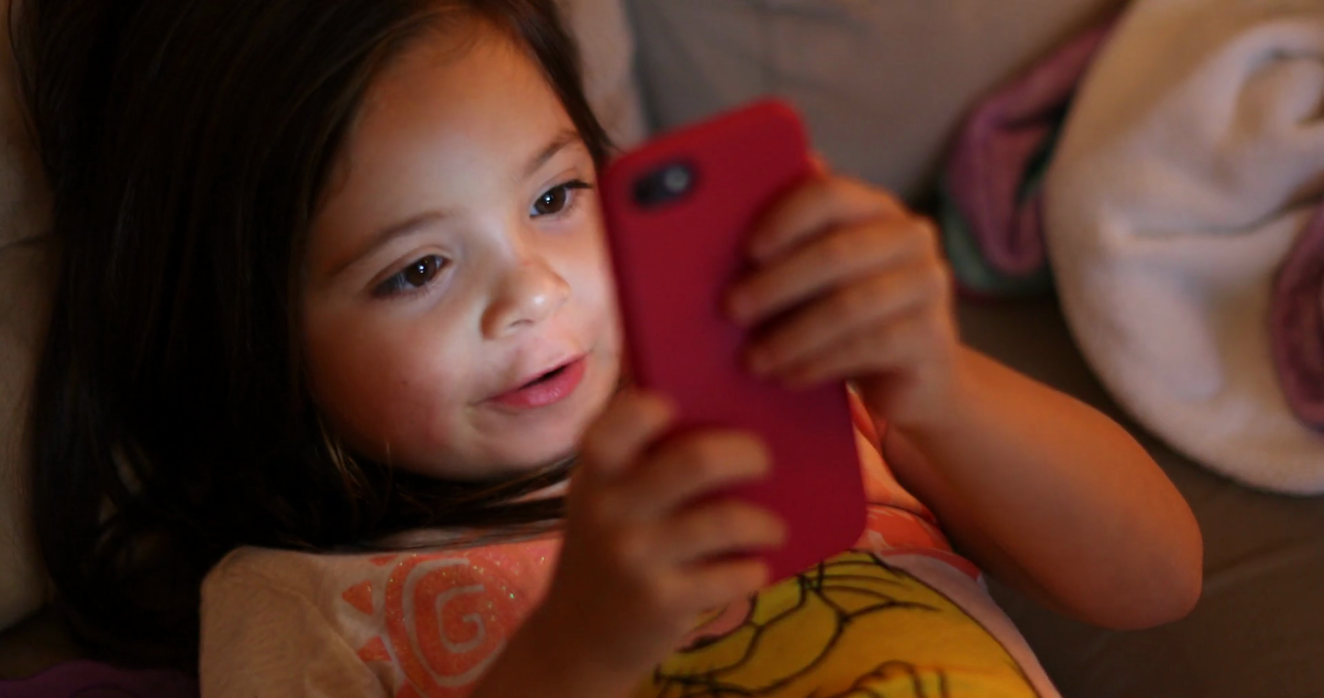 Child Using Smartphone Device At Night Stock Footage SBV-348536906 ...