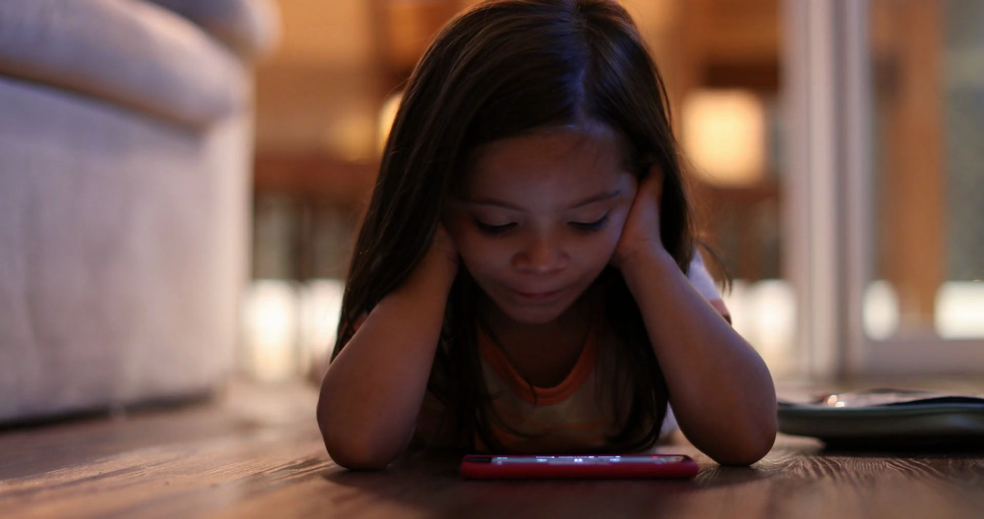 Child Looking At Cellphone Screen At Night Stock Footage SBV-348536813 ...