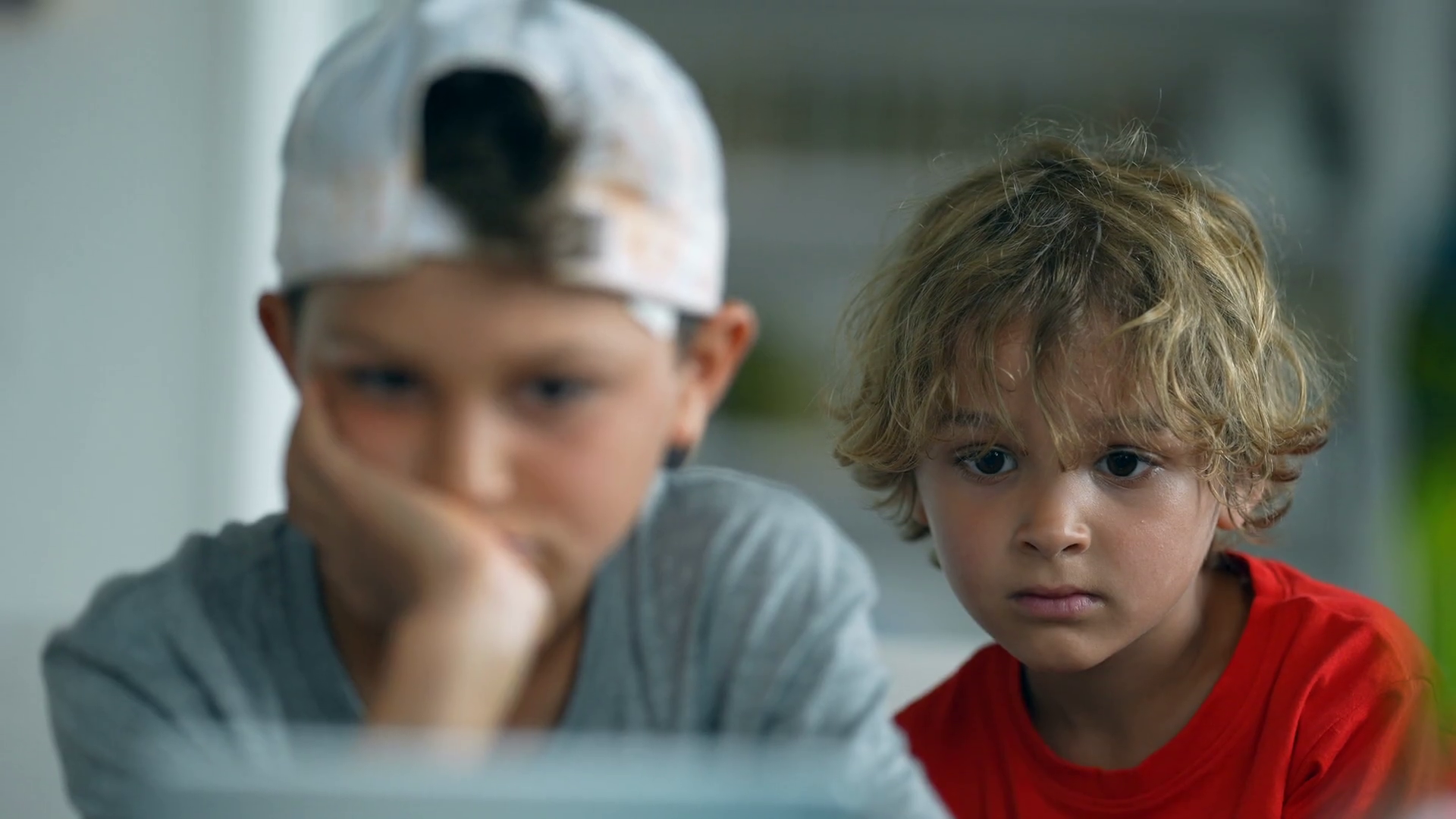 Child Watching Tablet Screen Kids Staring At Stock Footage SBV ...