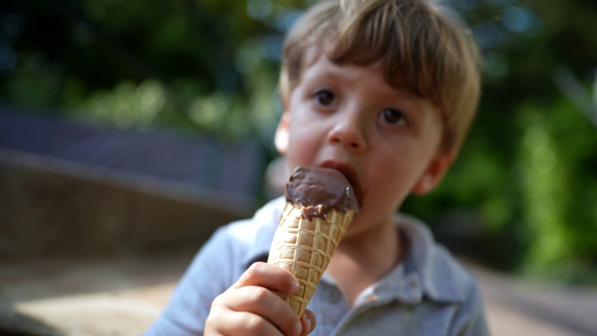 Two Kids Eating Chocolate Ice Cream From Stock Footage SBV-348848835 ...