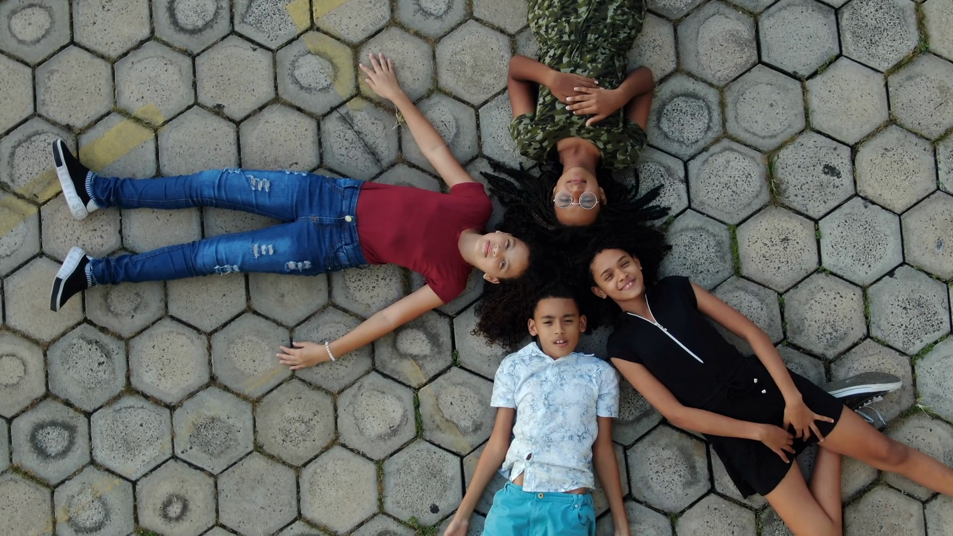 Children Seen From Above On Lying On Ground Stock Footage SBV-348898182 ...