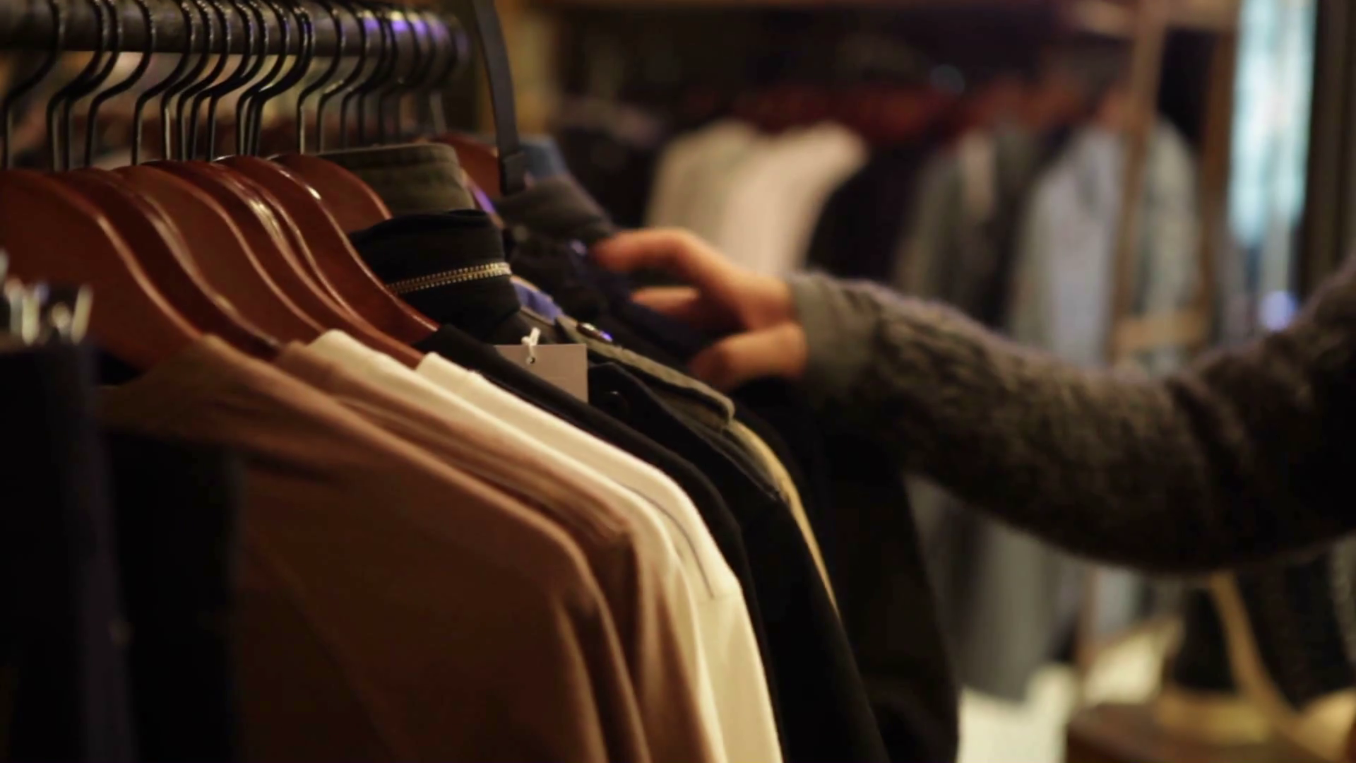 Choice Of Fashion Clothes Jackets Hanging On Stock Footage SBV ...