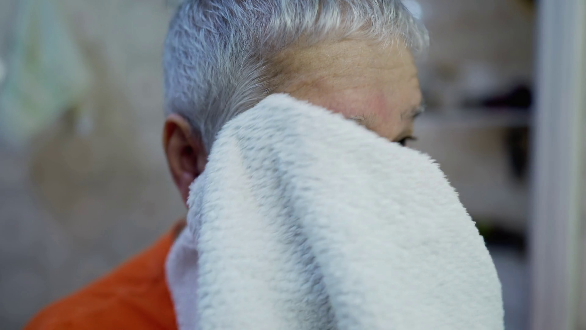 Close Up Face Of Older Man Drying Face Post Stock Footage SBV-348508431 ...