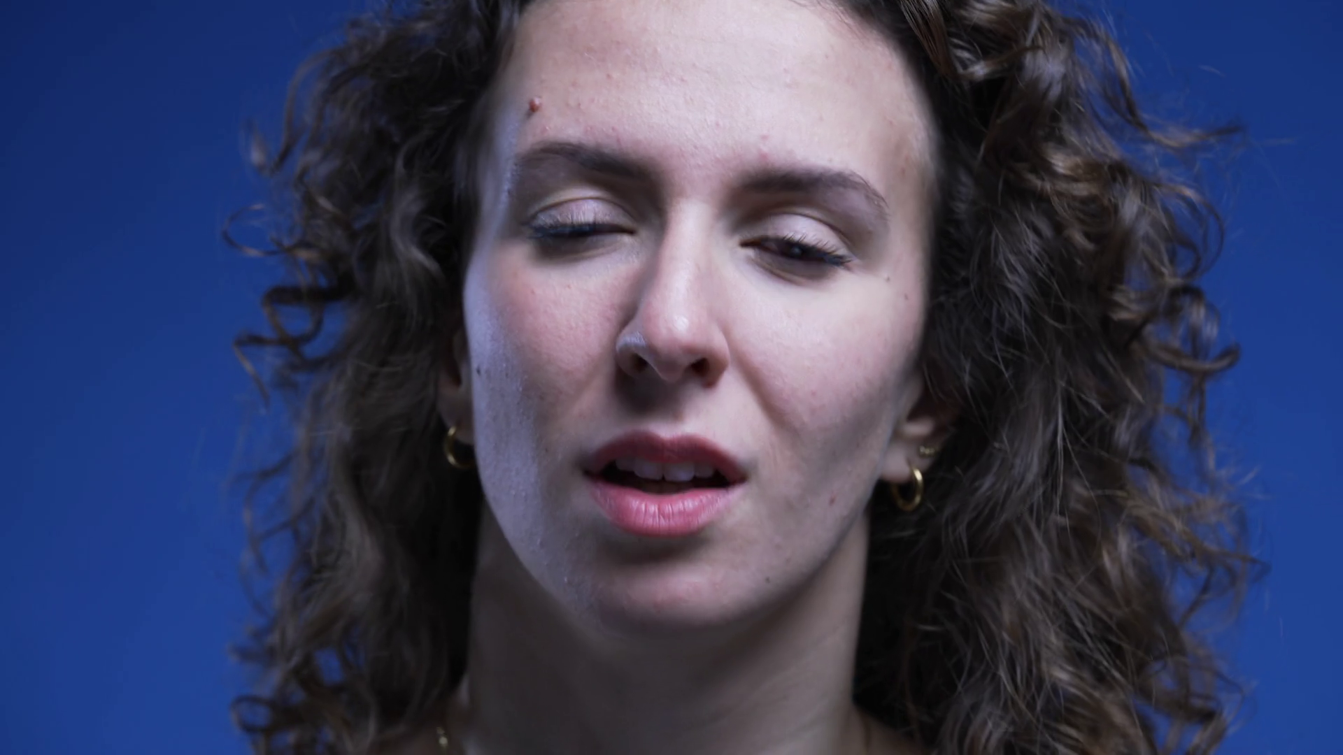 Close Up Face Of Woman Closing Eyes Feeling Stock Footage SBV-348657051 ...
