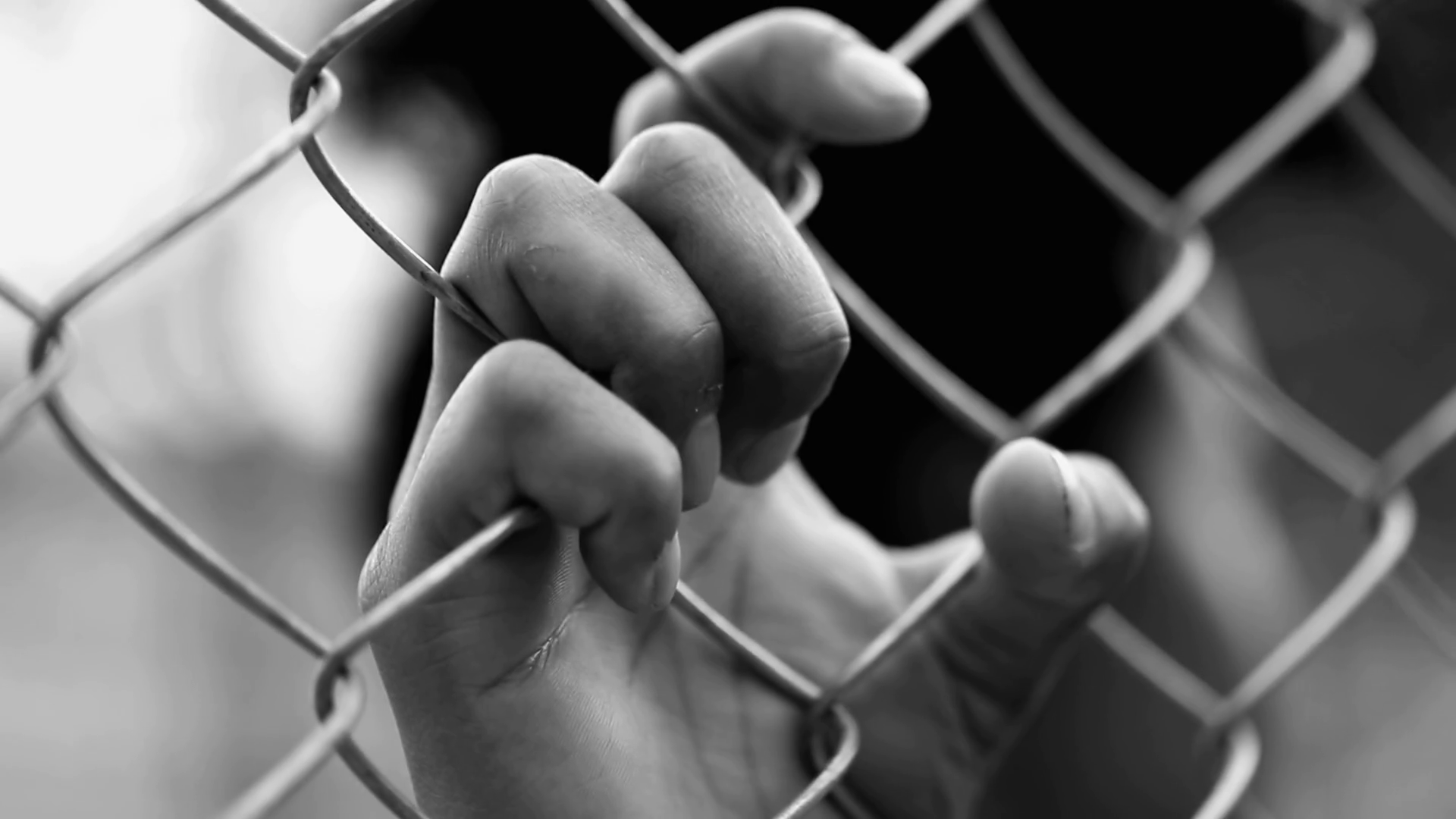 Close Up Hand Holding On Metal Fence Barrier Stock Footage SBV ...
