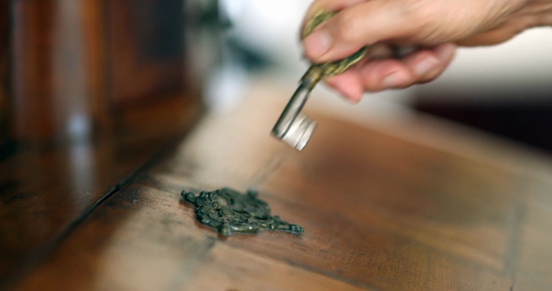 Close Up Hand Inserting Key In Antique Stock Footage SBV-348547171 ...