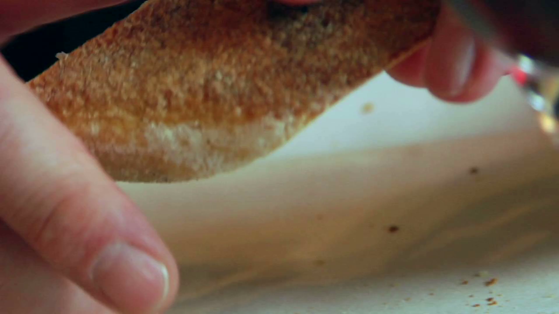 Close Up Of Person Hands Tearing Apart Bread Stock Footage SBV ...