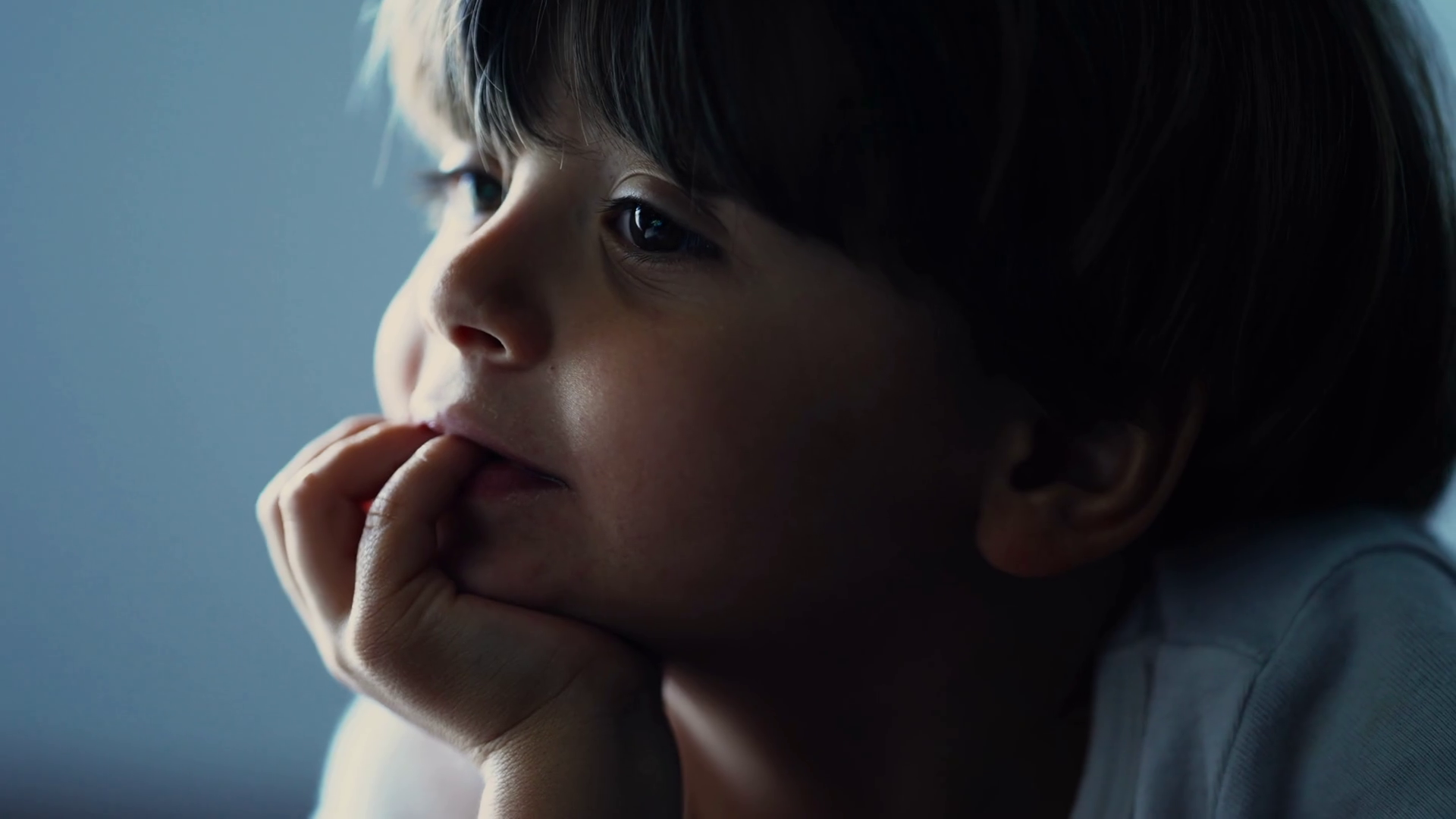 Closeup Child Face With Chin Supported On Stock Footage SBV-348681006 ...