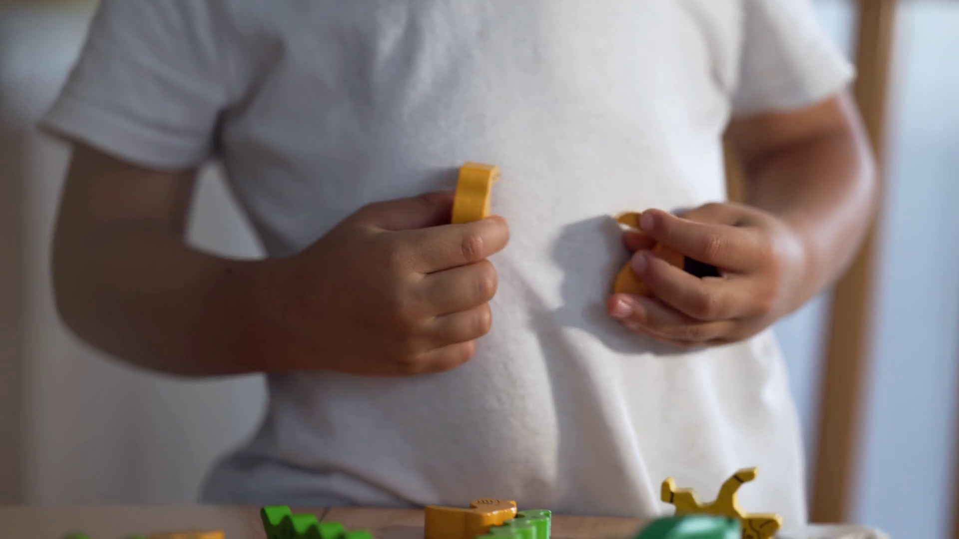 Closeup Child Hands Playing With Toy Pieces Stock Footage SBV-348860046 ...