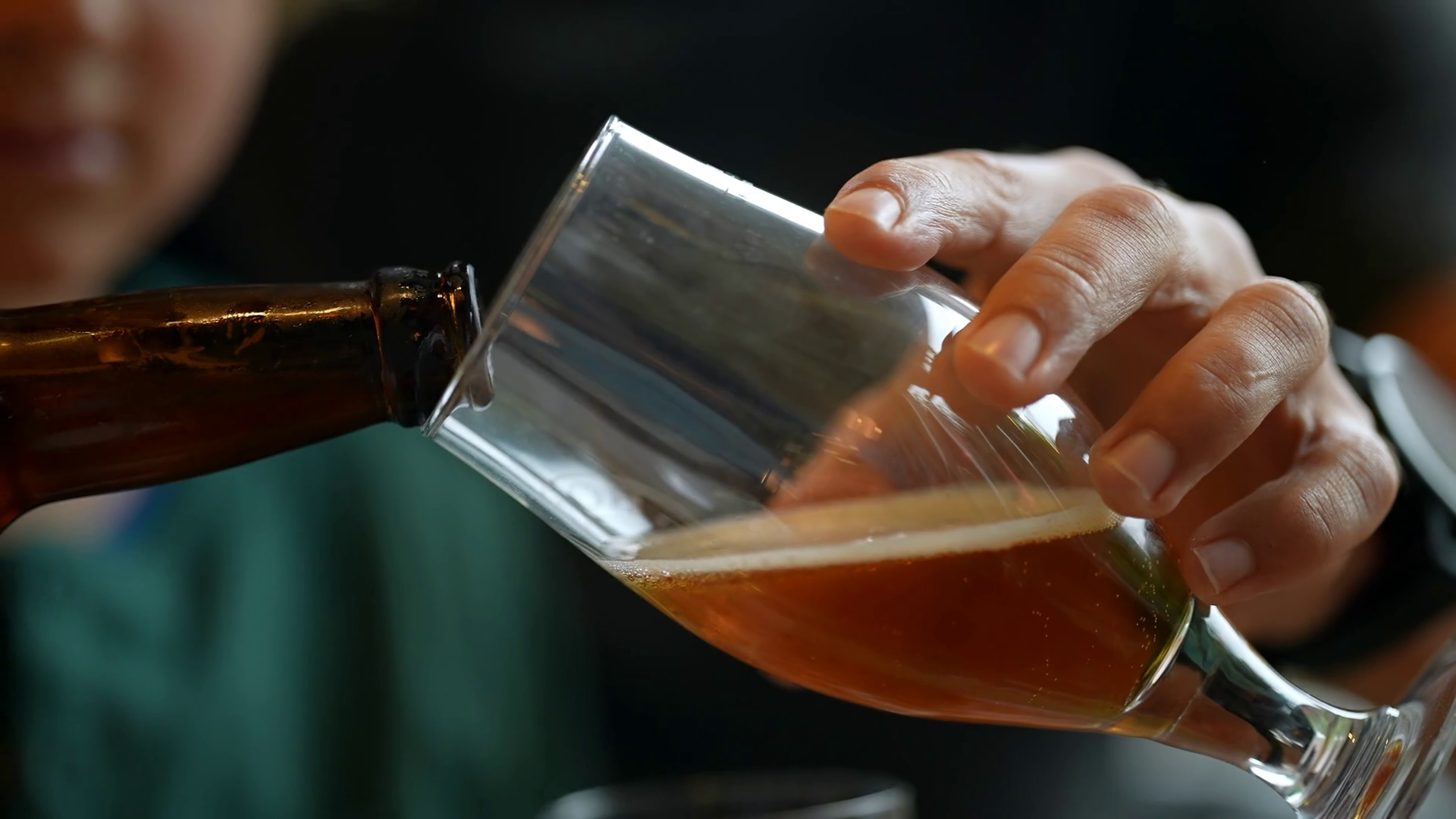 Closeup Hand Serving Beer Into Glass Stock Footage SBV-348900352 ...
