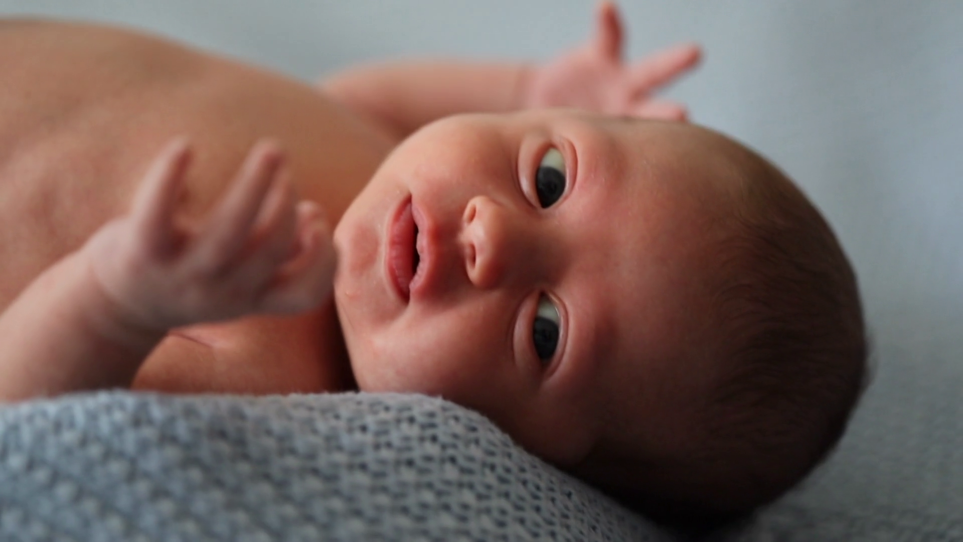 Newborn's Curious Gaze: Macro Closeup Of Stock Footage SBV-348430920 ...