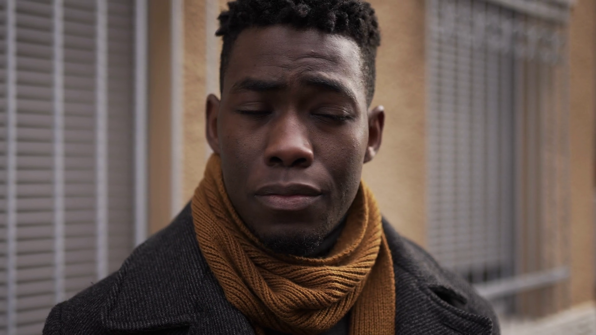 Concerned Black Man Standing Outside In City Stock Footage SBV ...