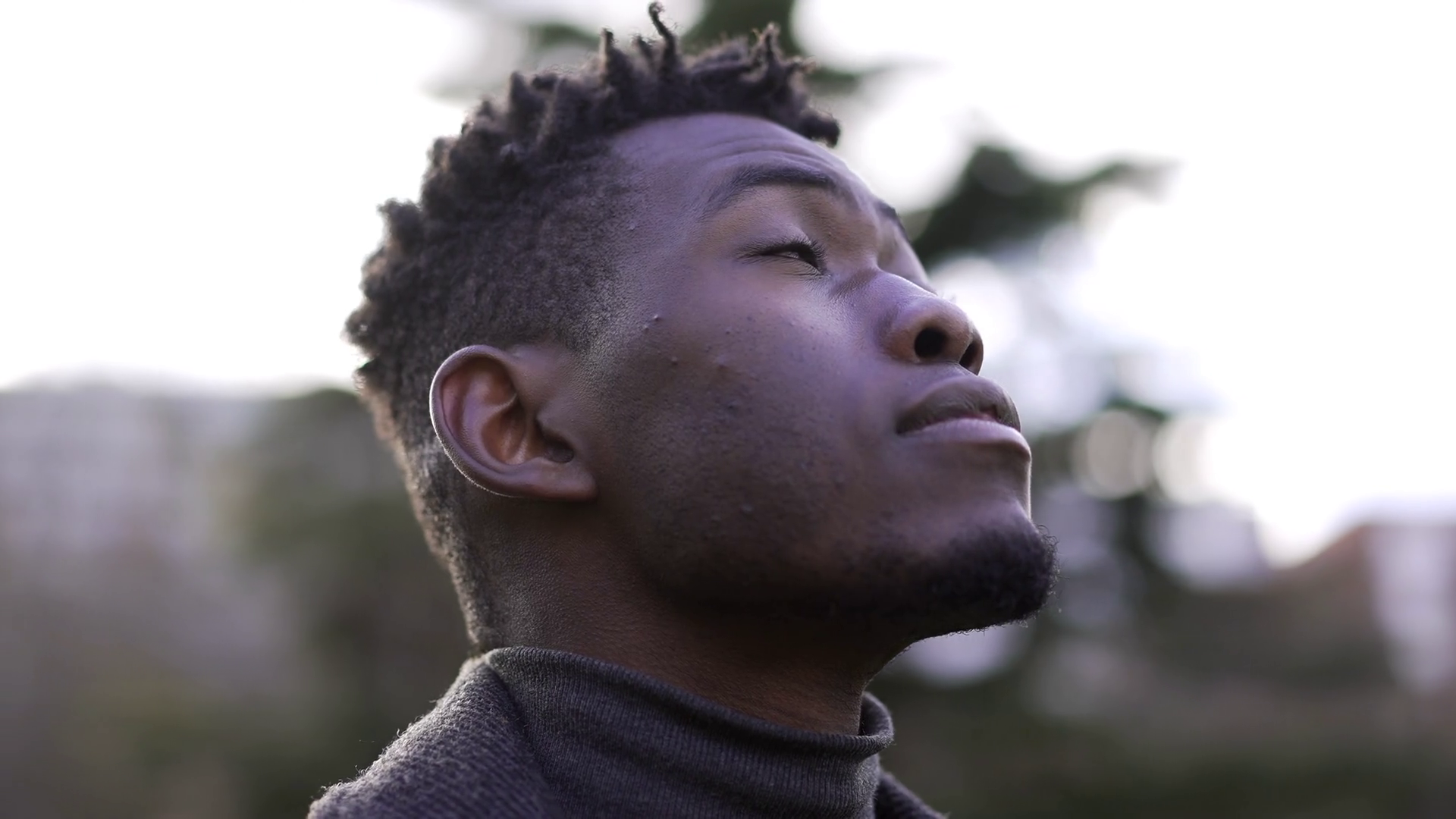 Contemplative Black Man Looking At Sky With Stock Footage SBV-348673814 ...