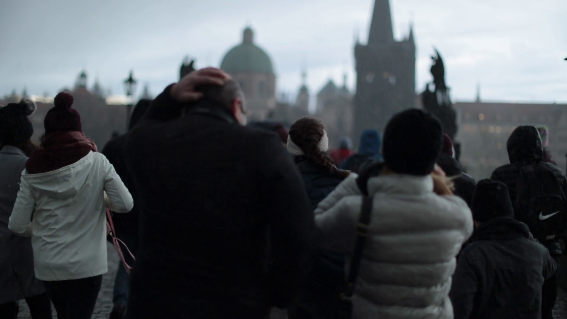 Crowd Of People Running Away From Rain Storm Stock Footage SBV ...