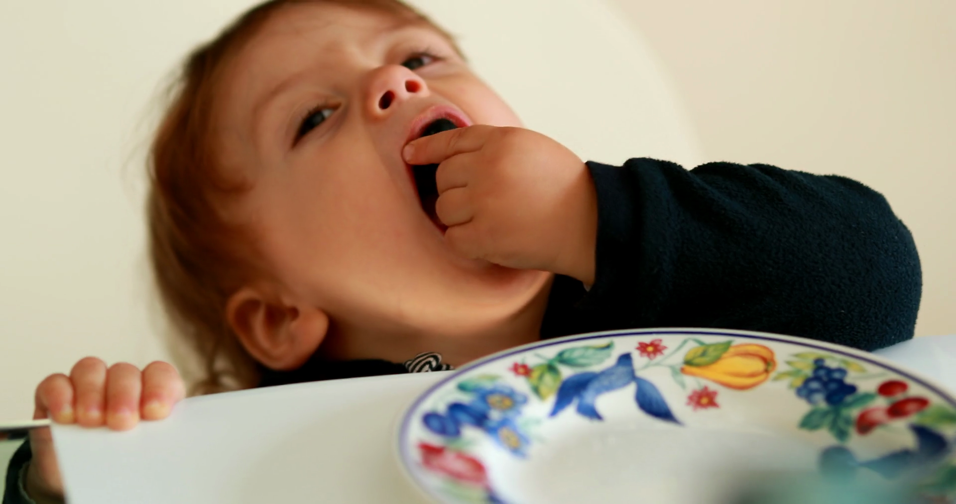 Baby Grabbing Blueberry From Plate Year Old Stock Footage SBV-348829708 ...