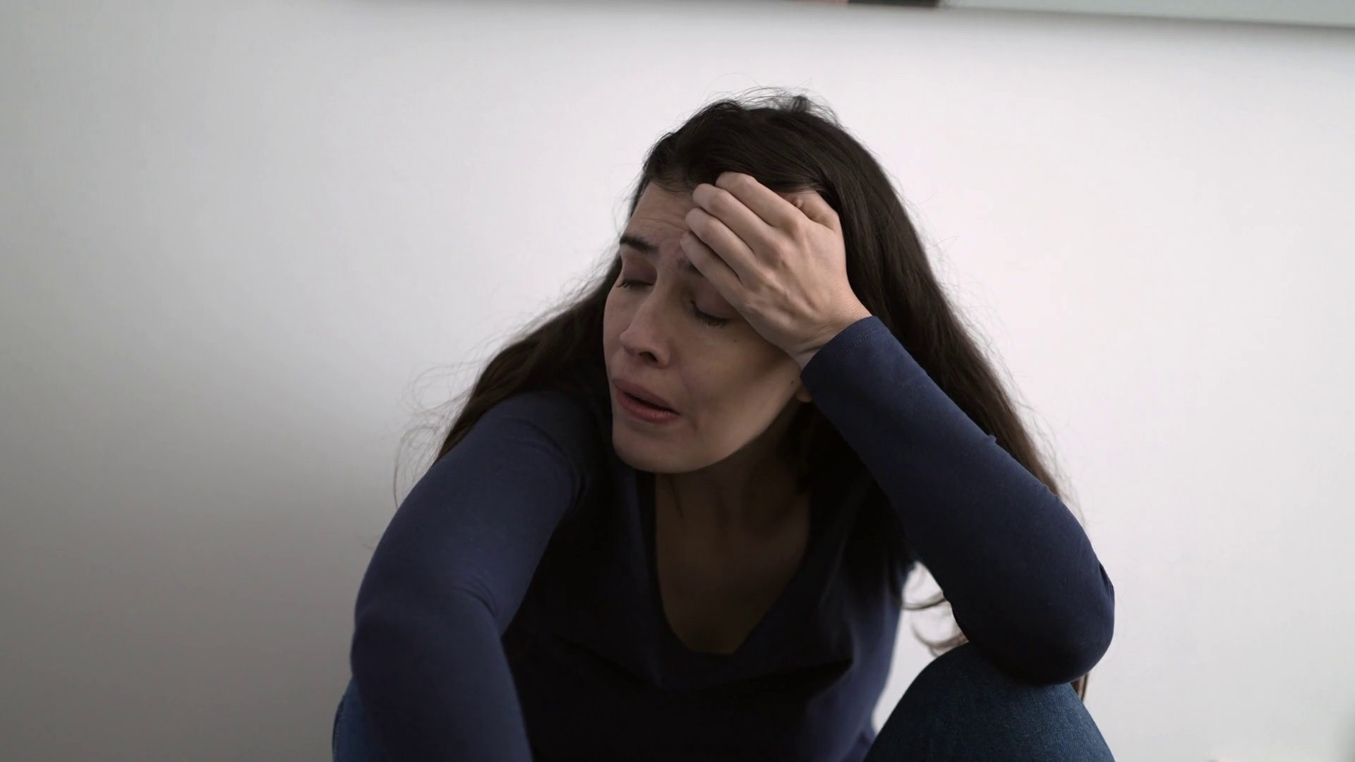 Depressed Female Person Covering Face In Stock Footage SBV-348858470 ...