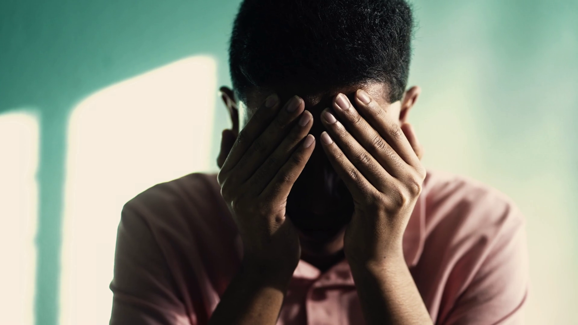 Depressed Young Man Covering Face With Hand Stock Footage SBV-348765069 ...