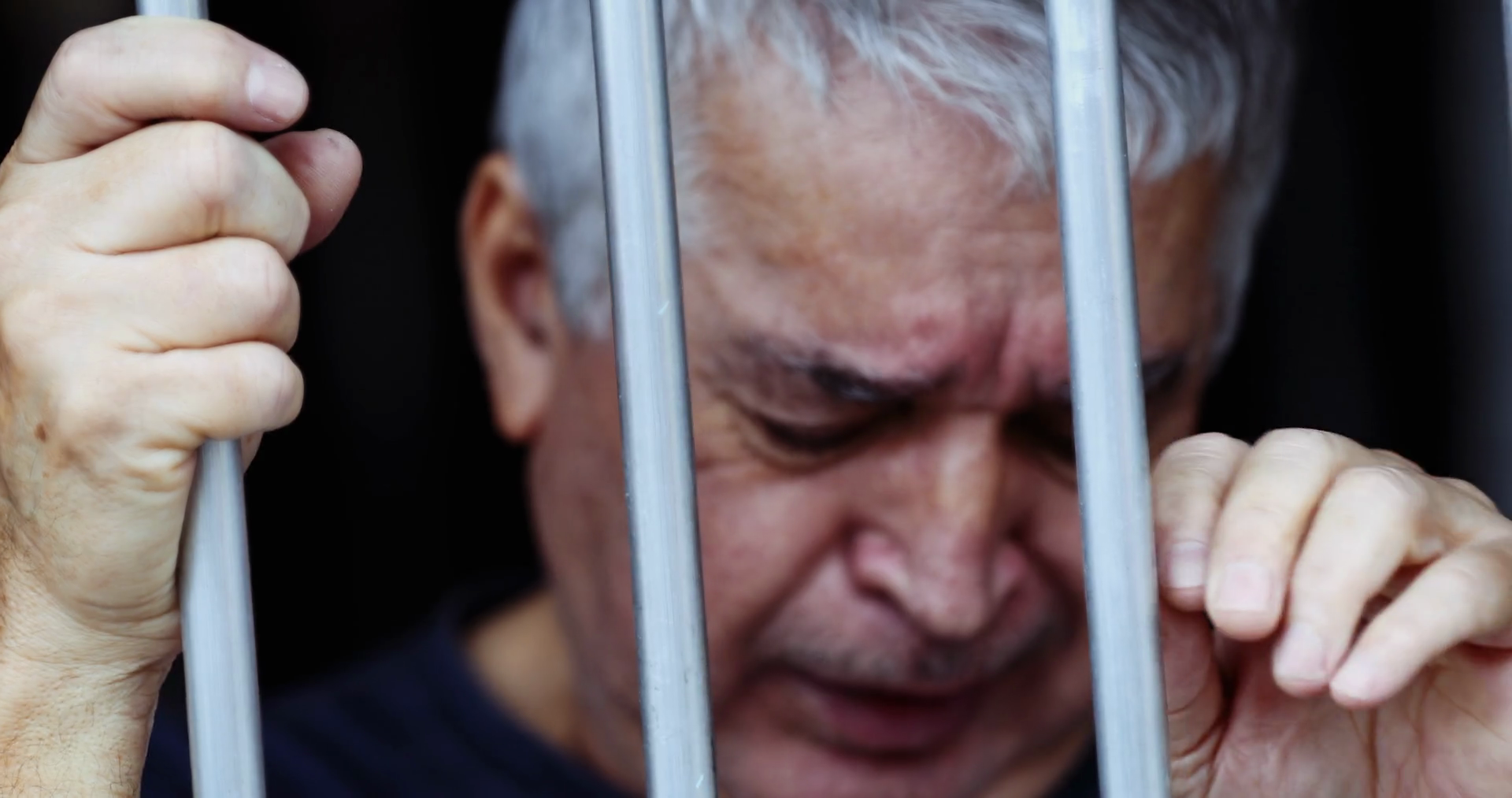 Desperate Old Man Behind Bars Imprisoned Stock Footage SBV-348745867 ...