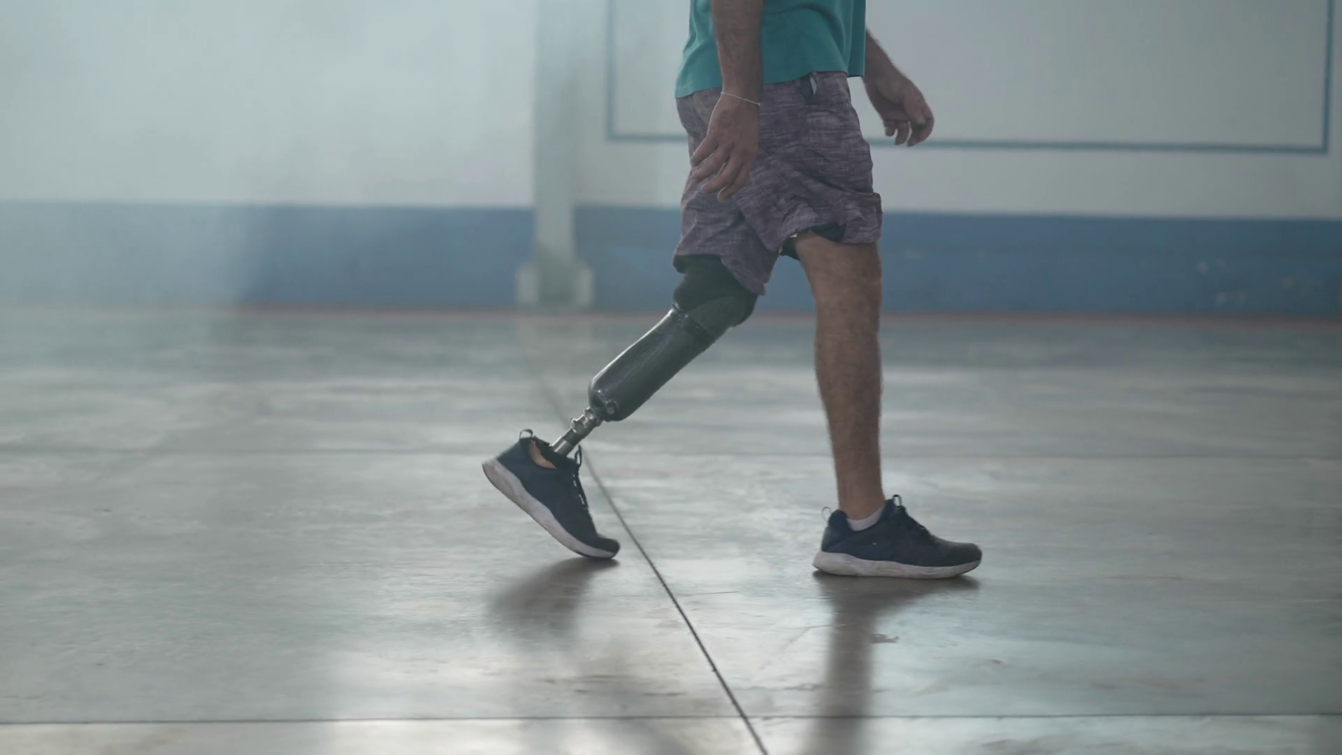Indoor Ambulation: Man With Prosthetic Leg Stock Footage SBV-348397324 ...