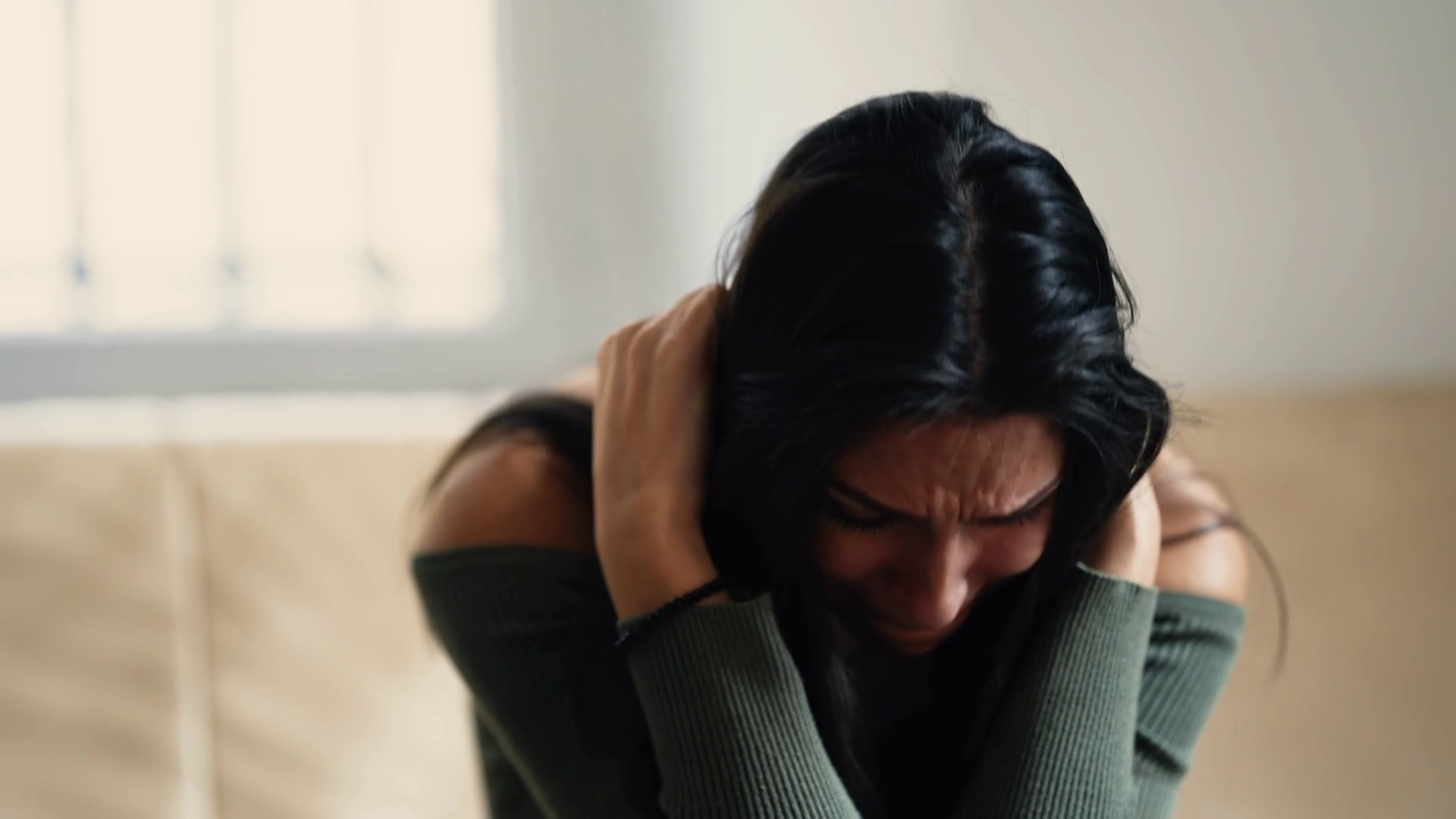 Distressed Young Woman Overwhelmed With Stock Footage SBV-348732442 ...
