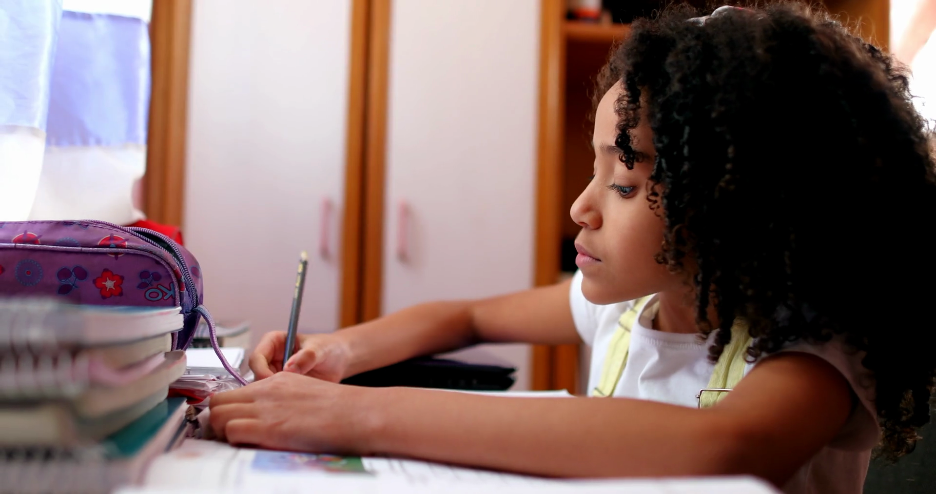 Diverse Little Girl Studying At Home Black Stock Footage SBV-348621498 - Storyblocks