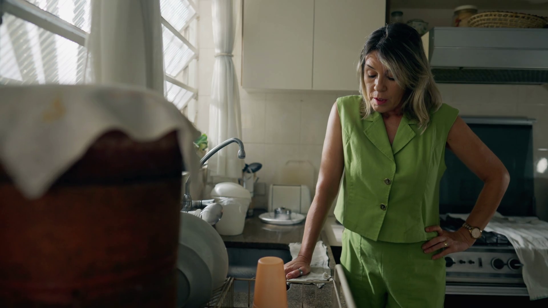 Overwhelmed In Kitchen: Middle-aged Woman Stock Footage SBV-348394563 ...