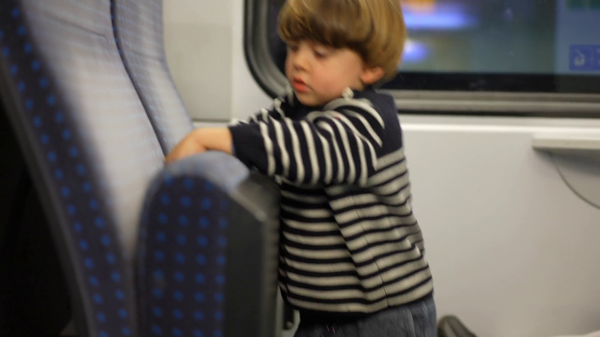 Passenger Child Plays With Train Chairs To Stock Footage SBV-348511030 ...