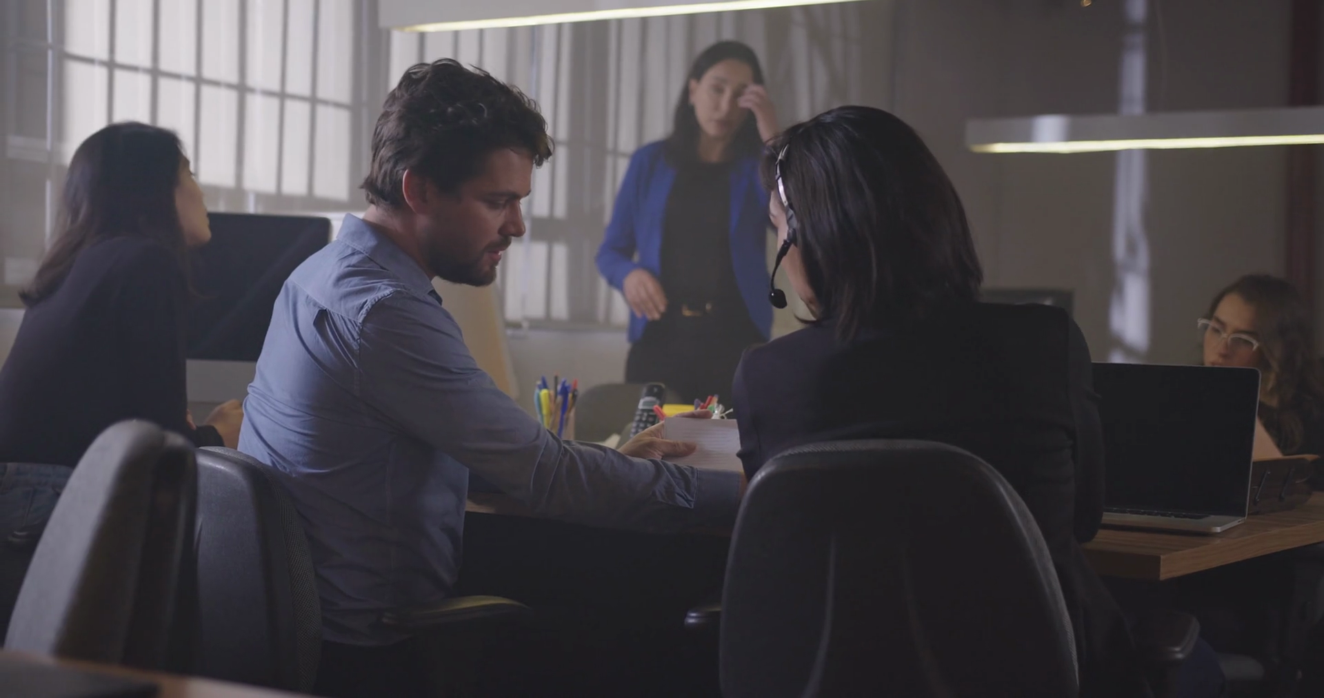 Group Of Young Office Workers Gathered Stock Footage SBV-348511803 ...