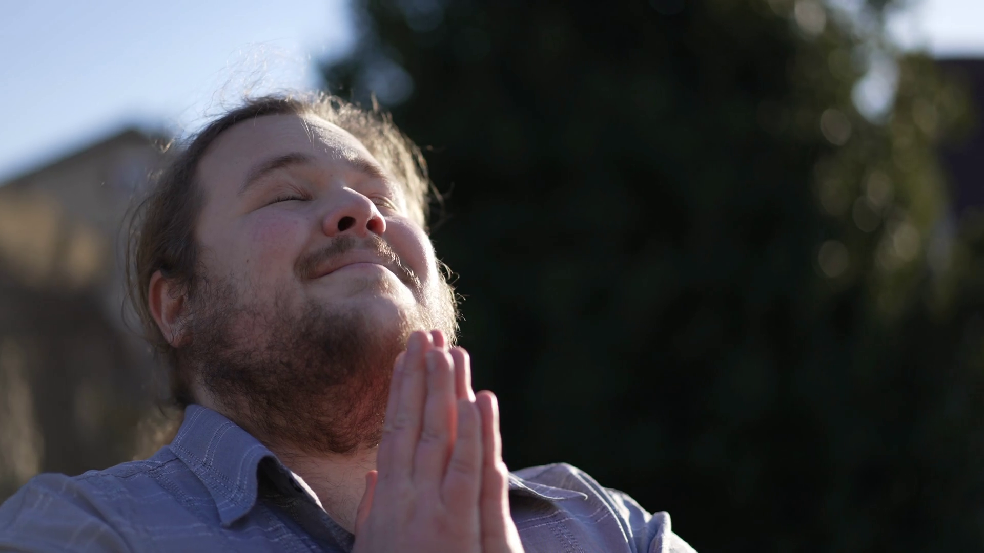 Faithful Man Praying To God Opening Eyes To Stock Footage SBV-348672007 ...