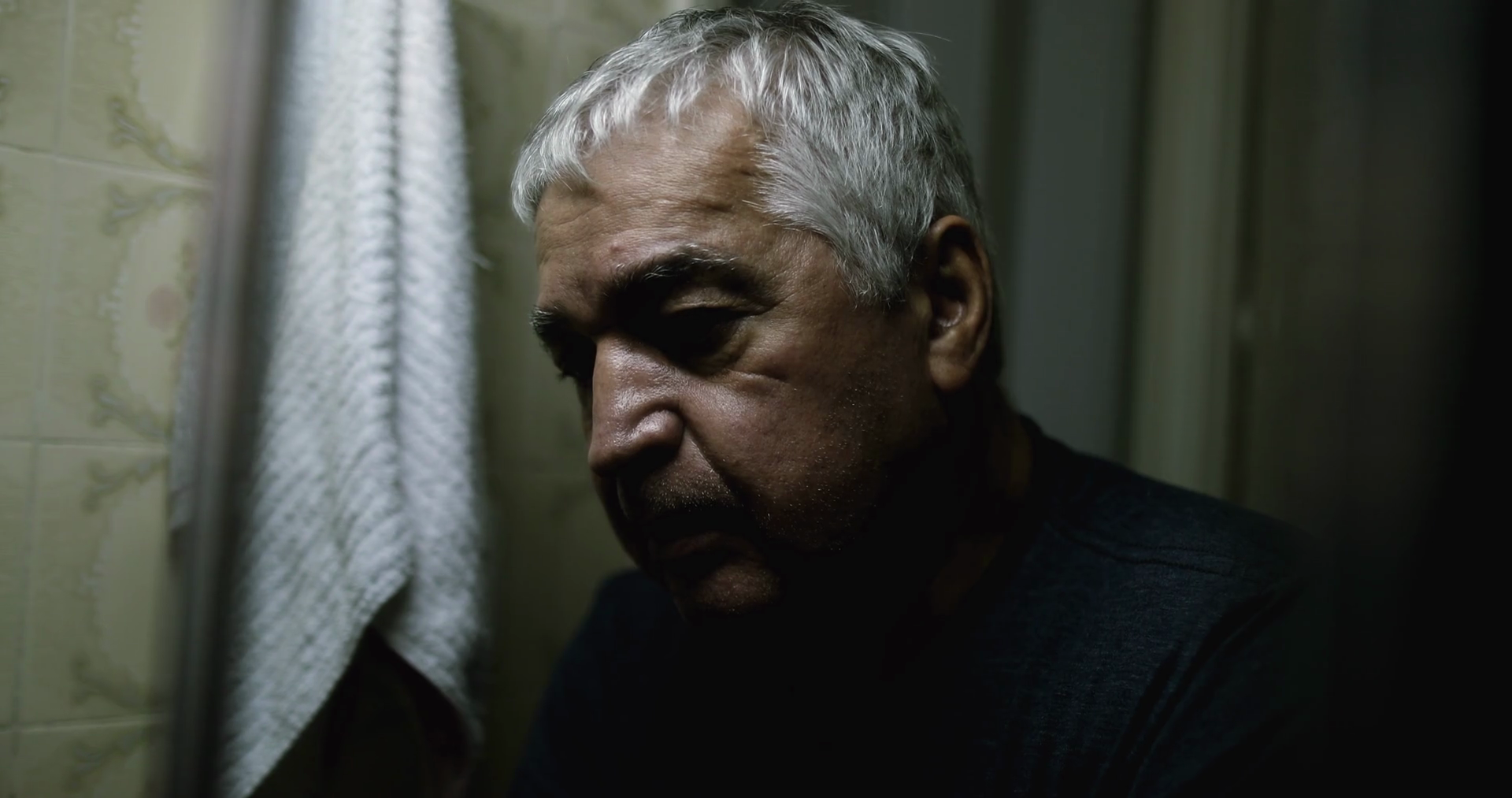 Depressed Old Man In Front Of Bathroom Mirror Stock Footage SBV ...