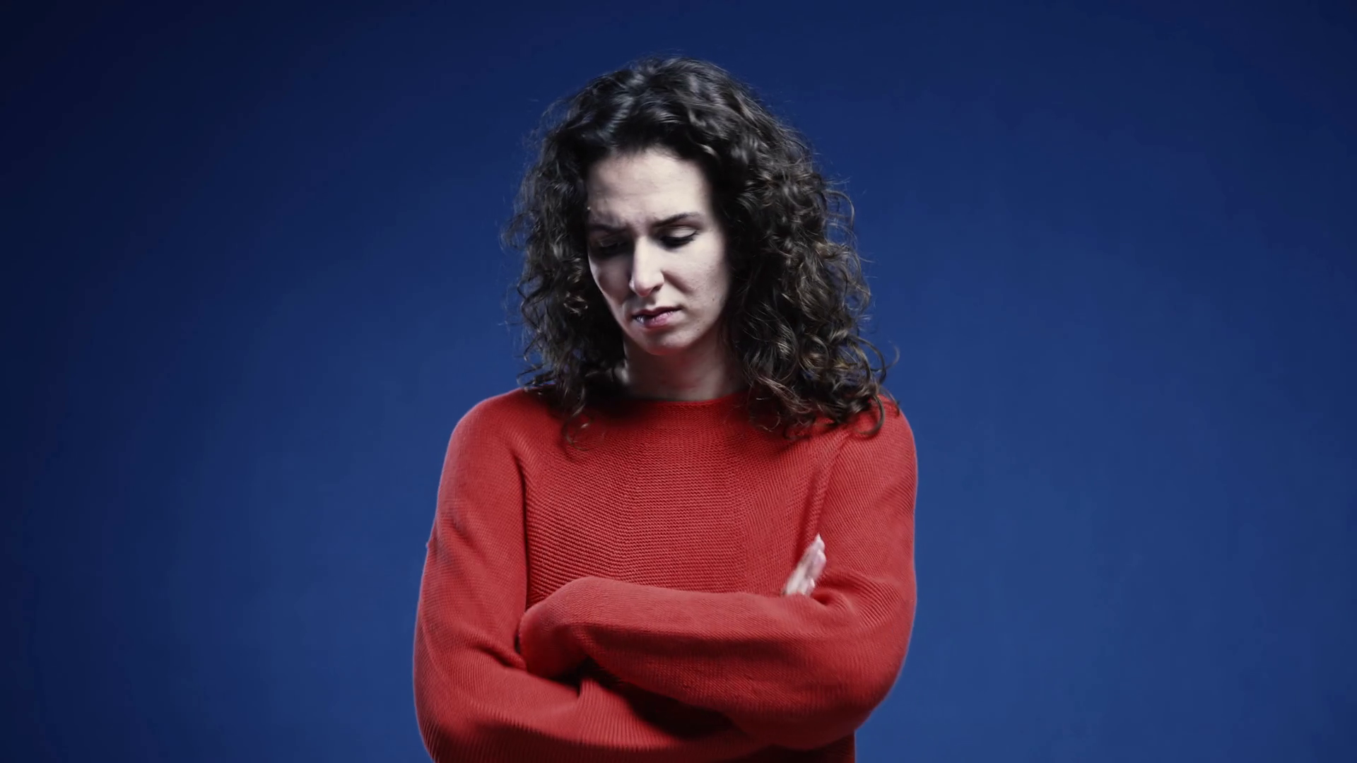 Fearful Woman Crossing Arms Feeling Afraid Stock Footage SBV-348656666 ...