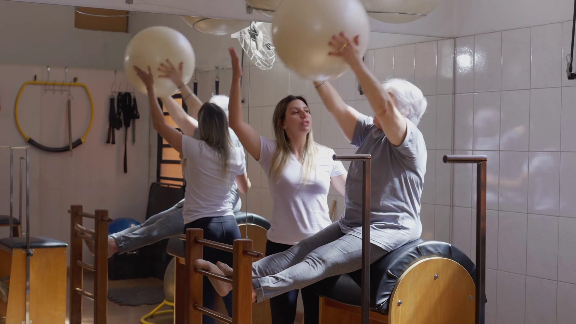 Female Pilates Teacher Orienting Senior Stock Footage SBV-348510154 ...