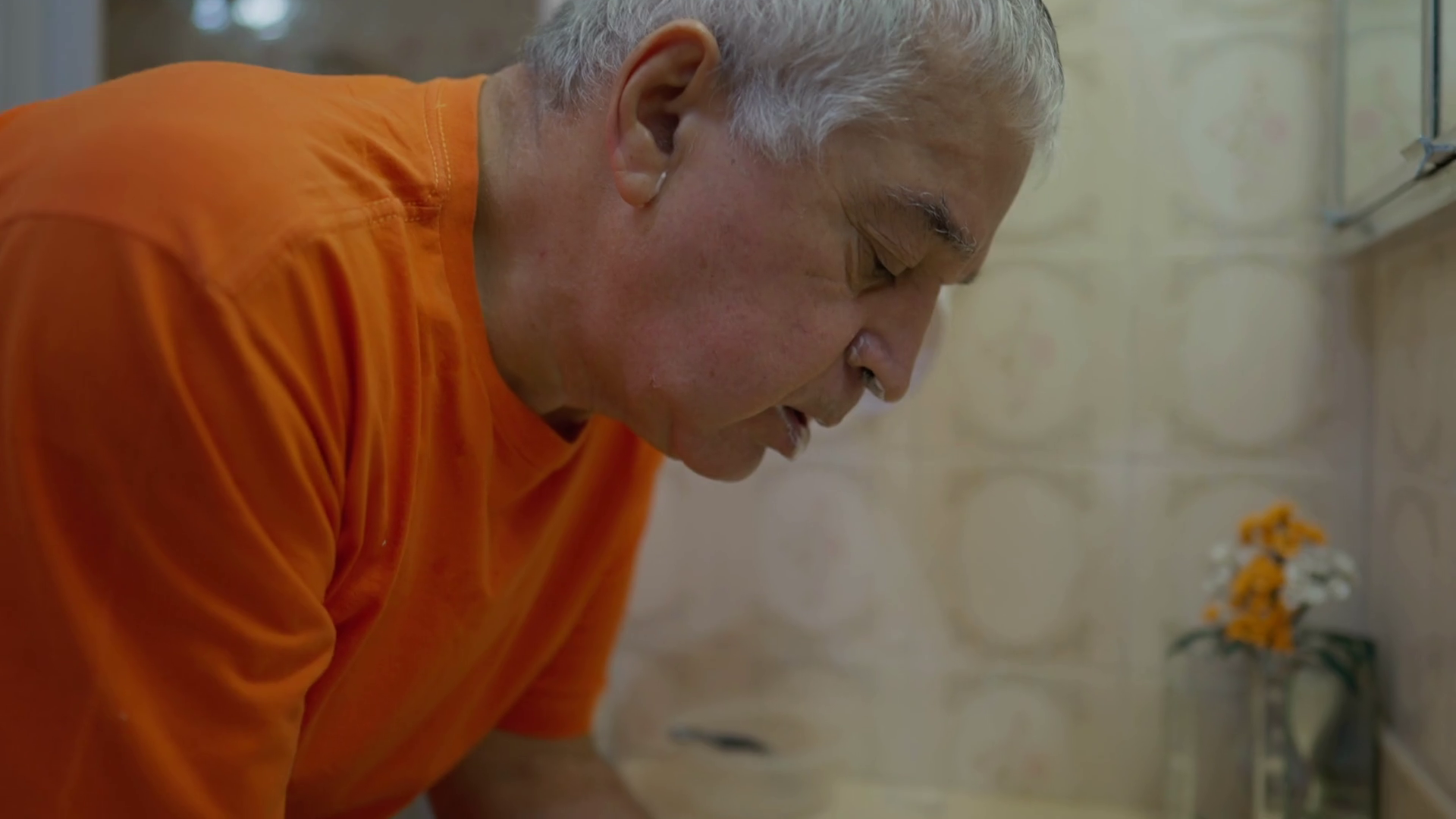 Morning Grooming Ritual: Senior Male Stock Footage SBV-348474743 ...