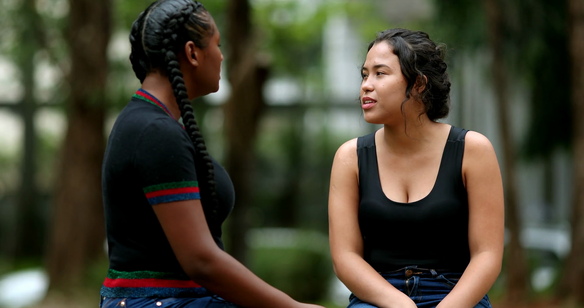 Friends Speaking Outside Female Girlfriends Stock Footage SBV-348504884 ...