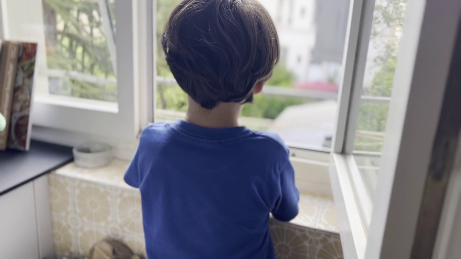 Curious Child Gazing At Neighborhood From Stock Footage SBV-348573986 ...