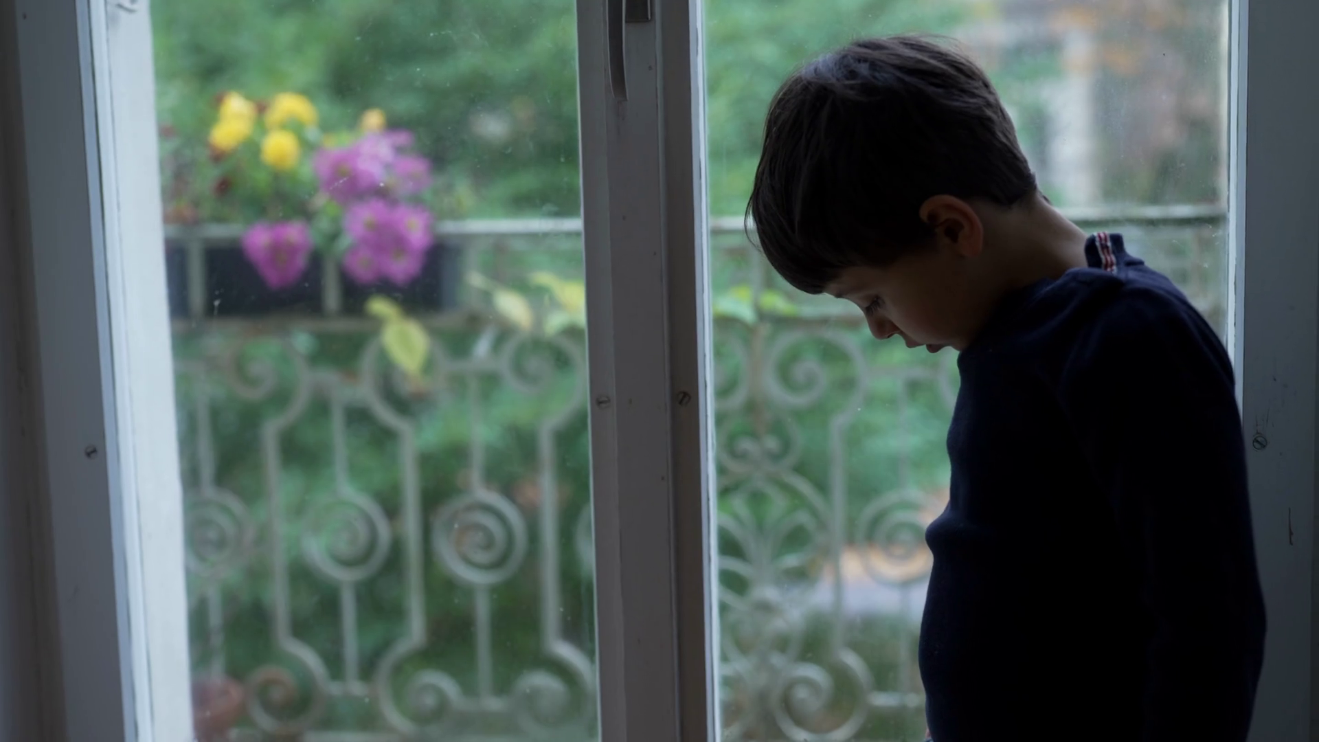 Child Stands Window Feeling Boredom At Home Stock Footage SBV-348718369 ...