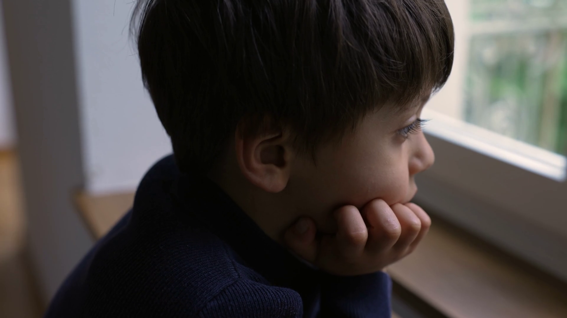 Thoughtful Young Boy Staring At View From Stock Footage SBV-348718528 ...