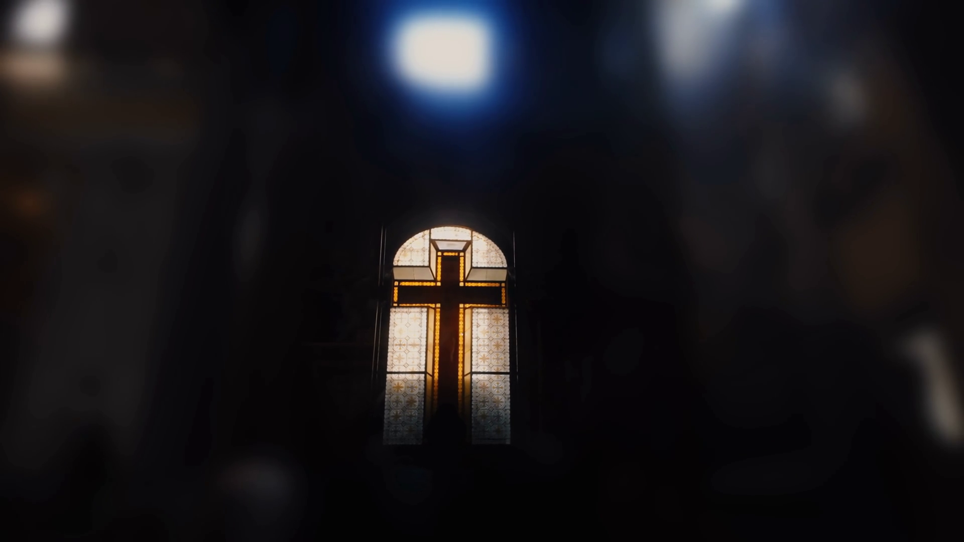 Golden Stained Glass Cross Window In Stock Footage SBV-352584932 ...