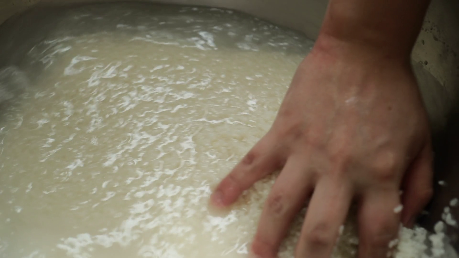 Hand Cleansing Traditional Asian Rice With Stock Footage SBV-348477931 ...