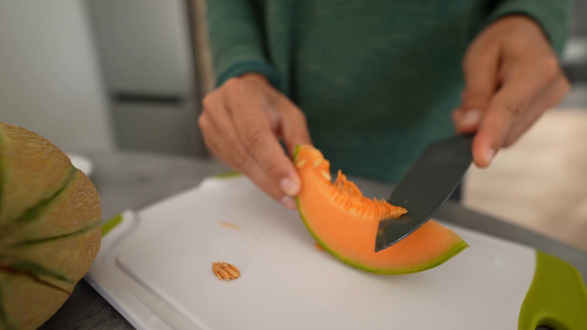 Hands Cutting Melon Fruit Dessert 2 Stock Footage SBV-348706184 ...