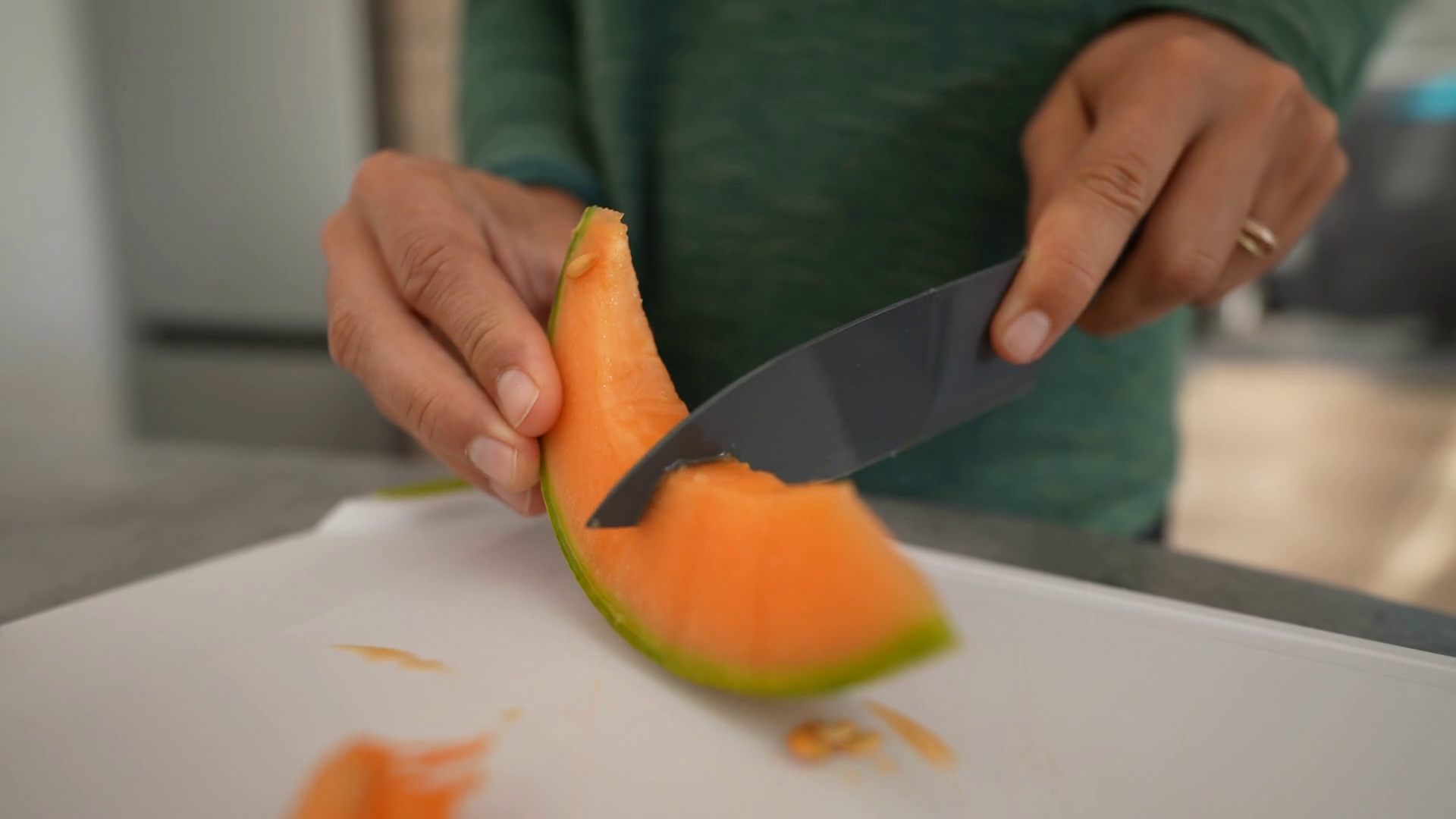 Hands Cutting Melon Fruit Dessert 3 Stock Footage SBV-348706159 ...