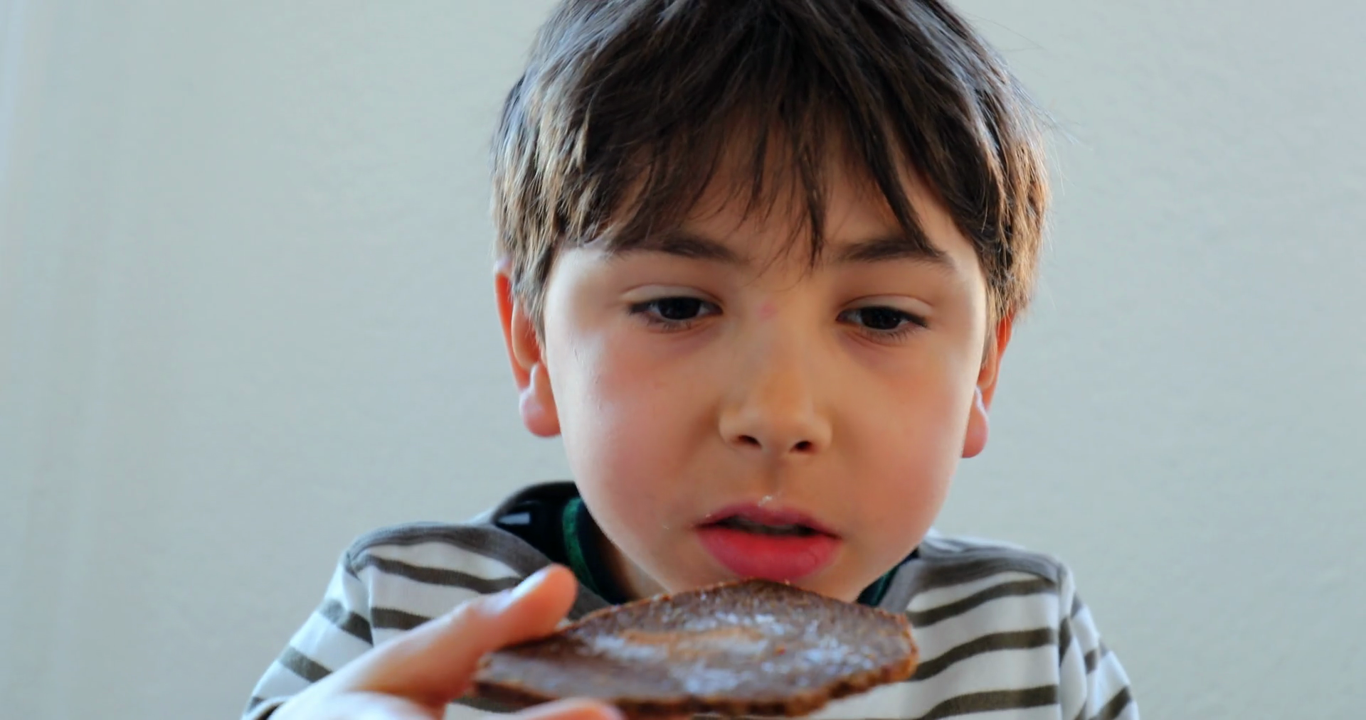 Handsome Child Eating Breakfast Bread Stock Footage SBV-348575759 ...